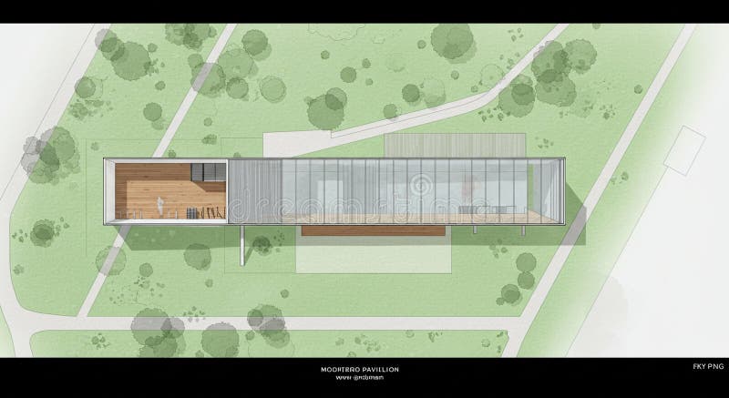Architectural Floor Plan of a Rectangular Pavilion Surrounded by ...