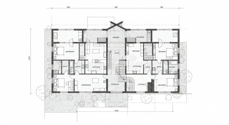 Architectural Floor Plan of a Residential Building Features Two ...