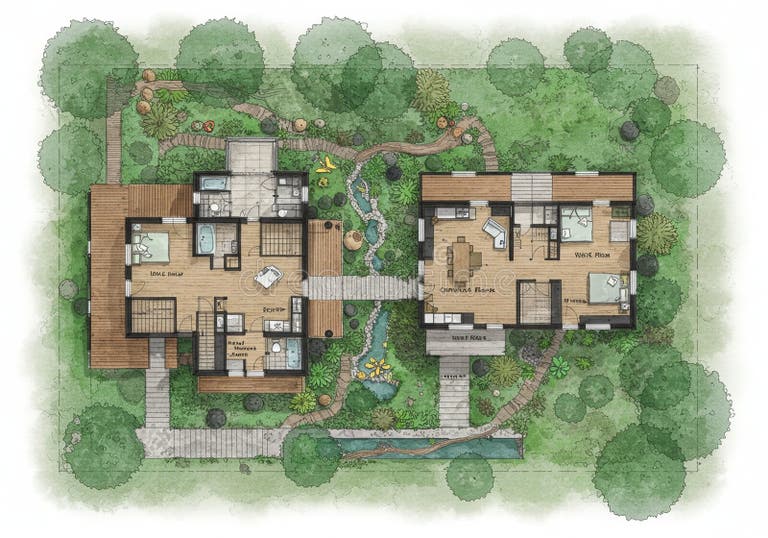 An Architectural Floor Plan of a Residential Property Features Two ...