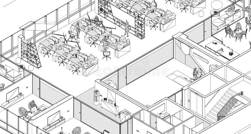 Architectural Floor Plan Sectional Cut Design Illustration Stock ...