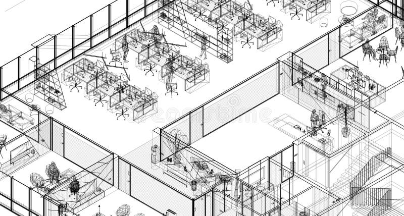 Architectural Floor Plan Sectional Cut Design Illustration Stock ...