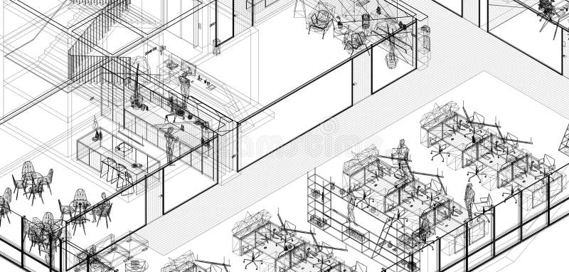 Architectural Floor Plan Sectional Cut Design Illustration Stock ...