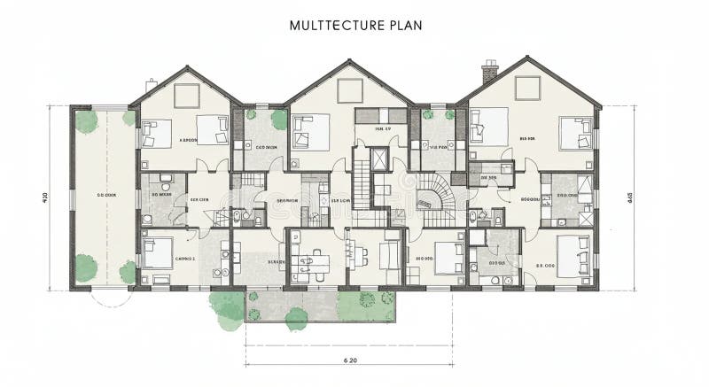 Architectural Floor Plan Showcasing a Multi-unit Building. the Plan ...