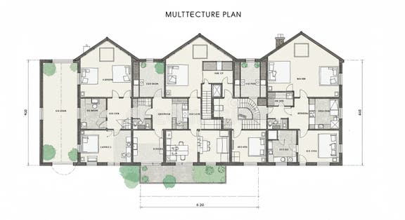 Architectural Floor Plan Showcasing a Multi-unit Building. the Plan Features Five Stock ...