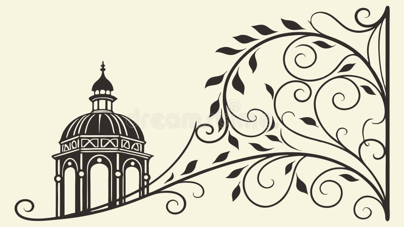 Architectural Flourish: Dome and Ornate Corner Design, Vector Design ...