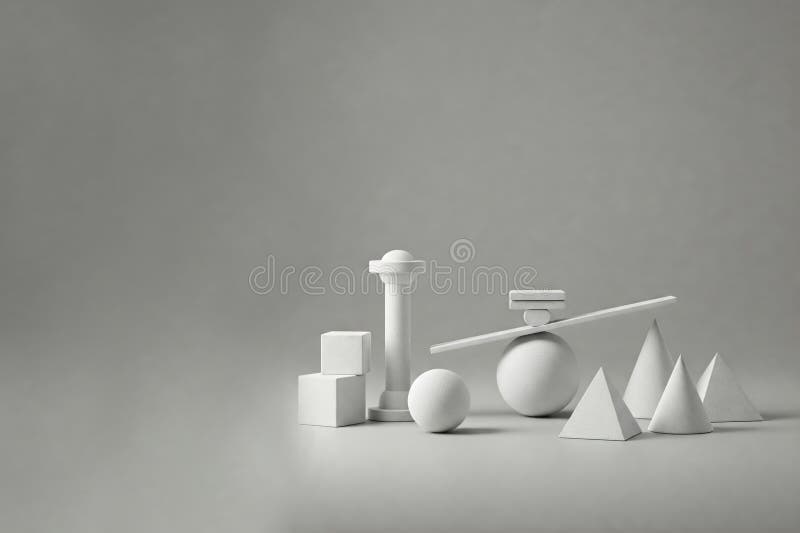 Architectural Forms and Figures in Perfect Balance. Space for Text ...