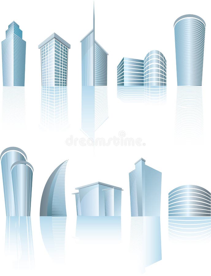 Architectural Generic City Office Buildings Stock Vector - Illustration ...