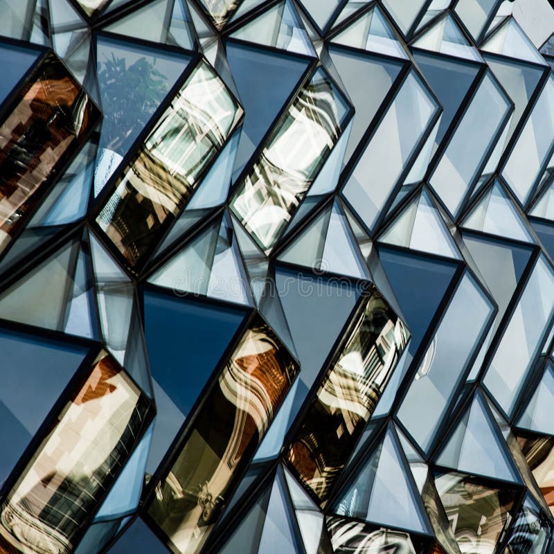 Architectural Geometric Glass Facia on a Modern Building Stock Photo ...