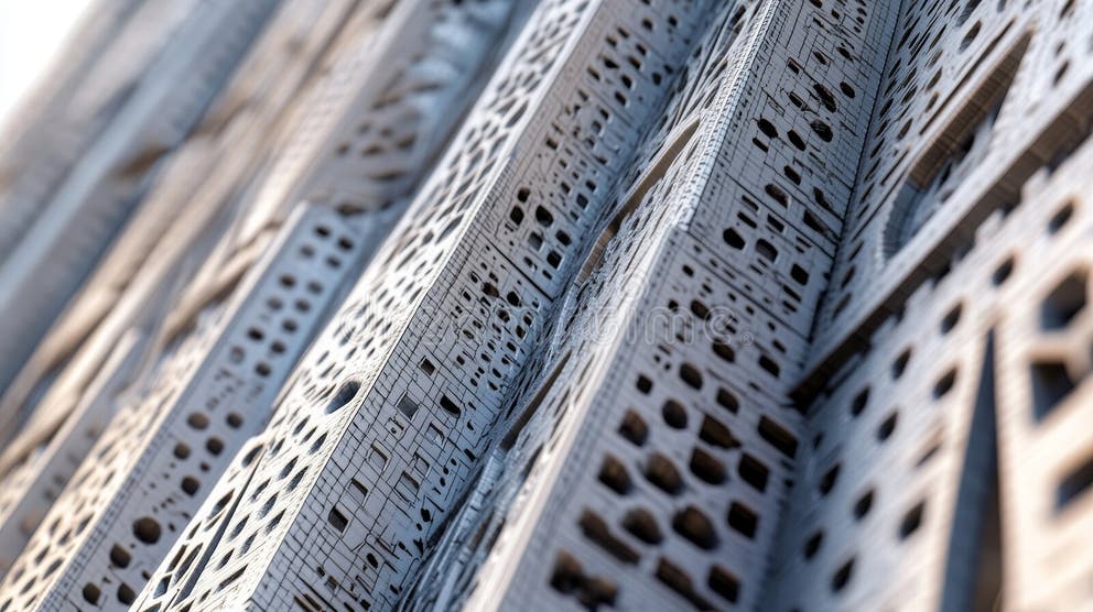 Architectural Geometry Detailed Textured Facade of a Modern Skyscraper ...