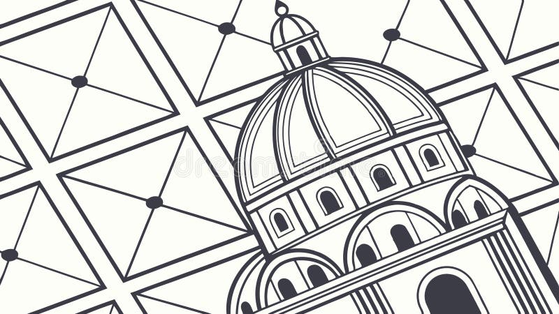 Architectural Grid Plan of a Domed Building Design, Vector Design ...