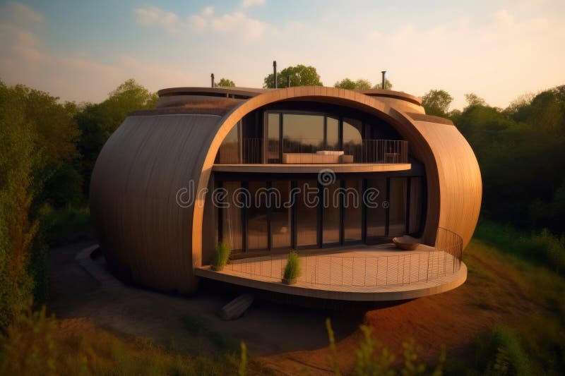 Architectural Harmony: the Mesmerizing Bow House. Generative AI. Stock ...