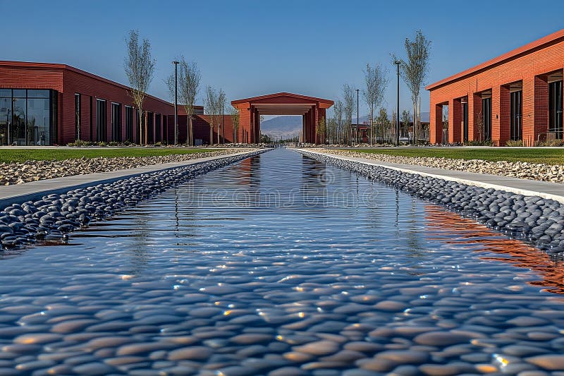 AI-Generated Architectural Water Feature Stock Illustration ...