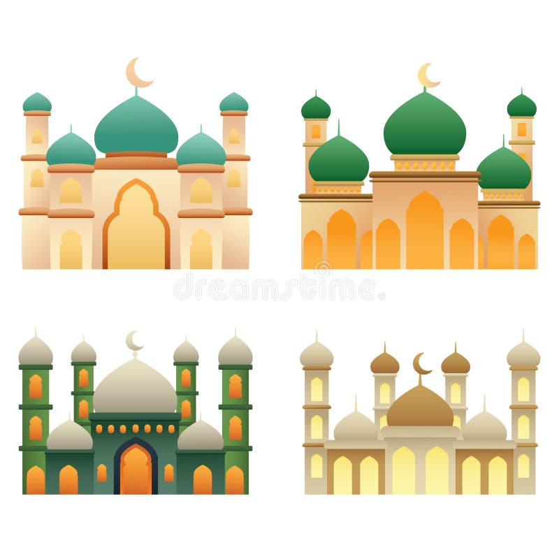 Architectural Illustrated a Collection of Mosques with Diverse Design ...