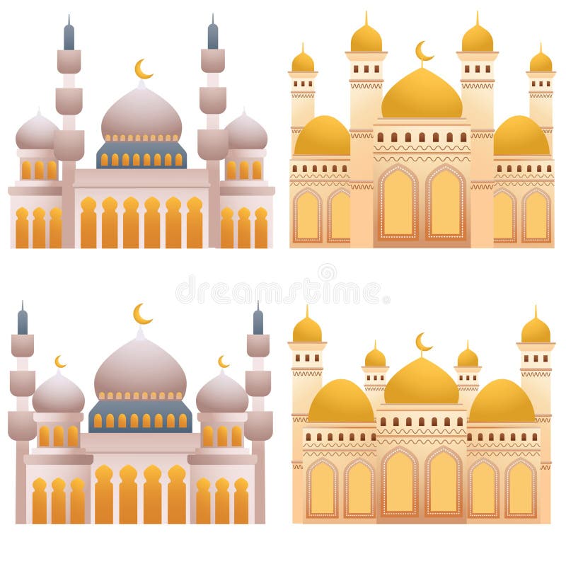 Architectural Illustrated a Collection of Mosques with Diverse Design ...