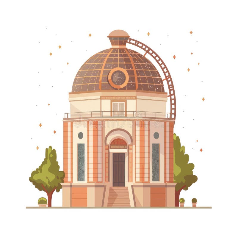Elegant Observatory Building with Dome and Stars Stock Illustration ...