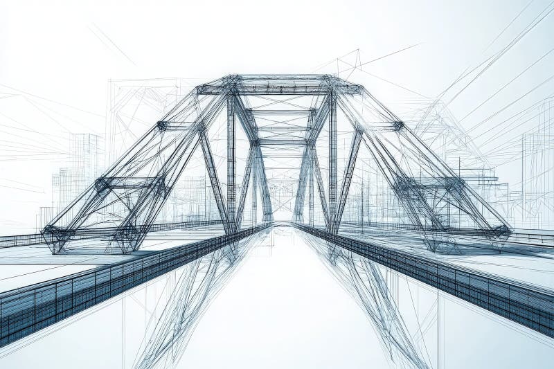 Detailed Architectural Drawing of a Bridge Showcasing Intricate Design ...
