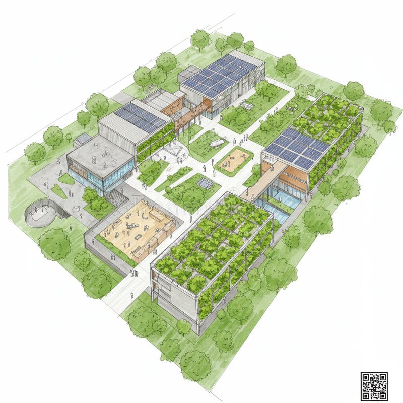 This Architectural Illustration Depicts a Modern Urban Complex ...