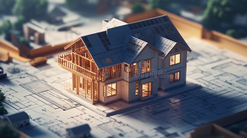 Architectural Illustration of a Home Construction Plan Featuring ...