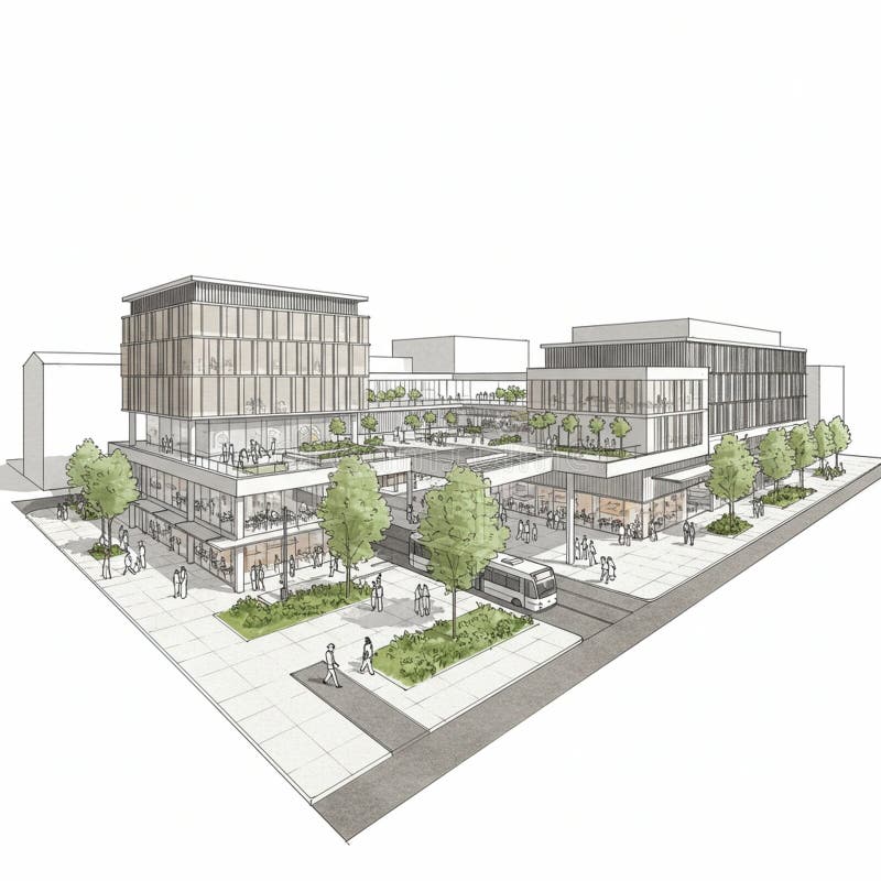 Architectural Illustration of a Modern Urban Development Featuring ...