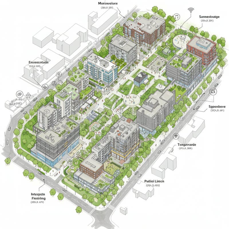 An Architectural Illustration of a Modern Urban Development with ...