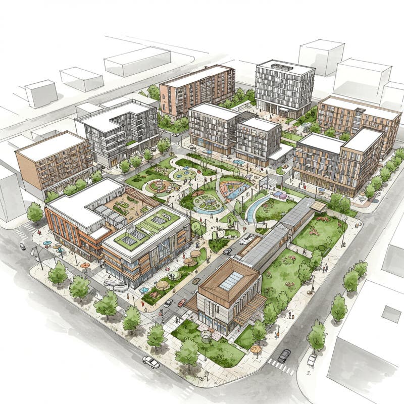 Urban Development Linear Icons Set. Gentrification, Redevelopment ...