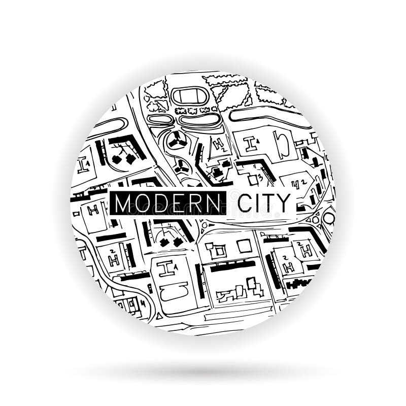 Logo with Ink Doodle Maps, Architecture Drawing Stock Vector ...