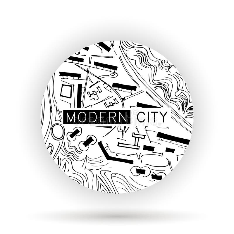 Logo with Ink Doodle Maps, Architecture Drawing Stock Vector ...