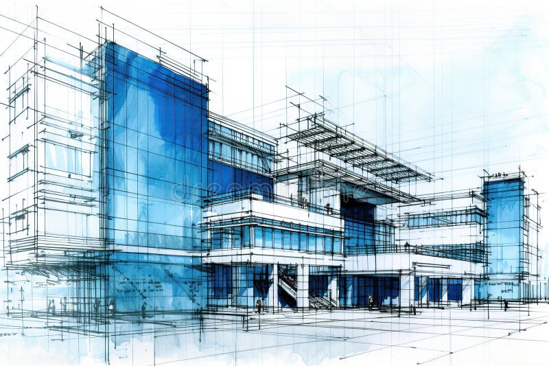 Architectural Ink Drawing Design Generative AI Stock Image - Image of ...