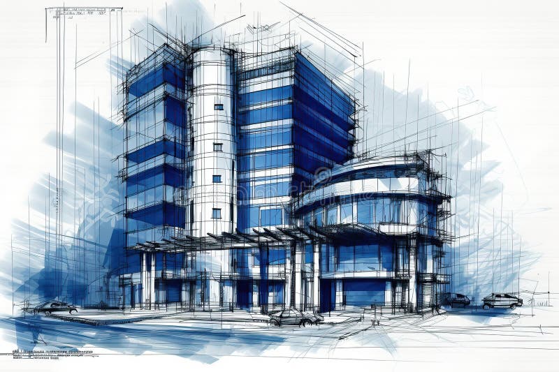 Architectural Ink Drawing Design Generative AI Stock Photo - Image of ...