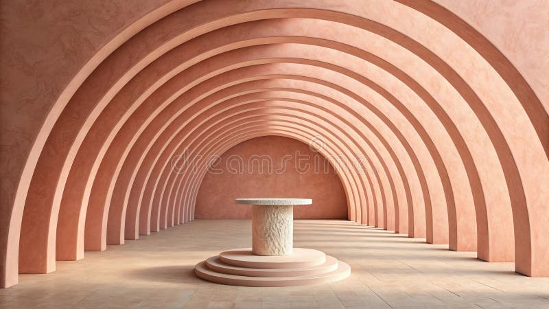 Architectural Interior with Arched Ceiling and Display Pedestal in ...
