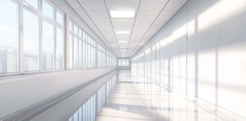 Architectural Interior Design Hallway Perspective Clean White Windows ...