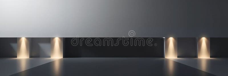 Modern Minimalist Interior Wall with Dramatic Down Lights Creating ...