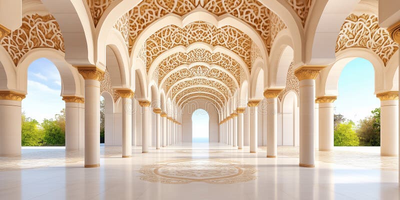 Architectural Interior Featuring Ornate Arches and Detailed Carvings ...