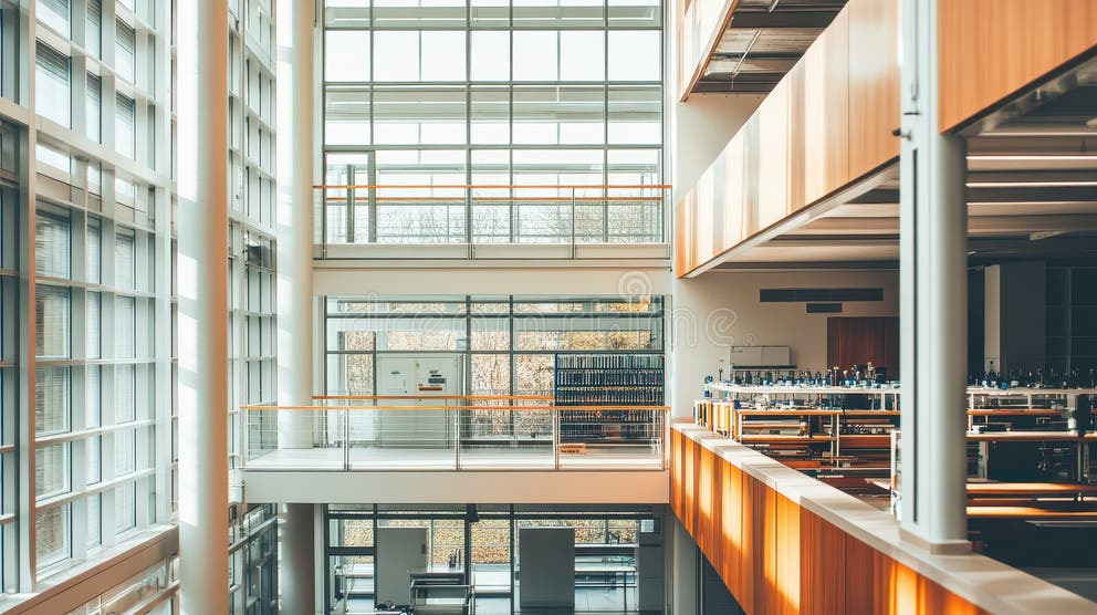 Architectural Interior Multi-Level Building with Natural Light and ...