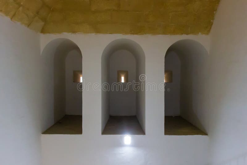 Architectural Interior with Three Alcoves and Small Windows Stock Photo ...