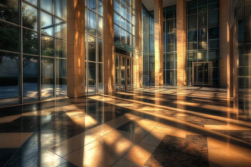 Architectural Interplay Light Shadow Modern Glass Office Building Stock ...