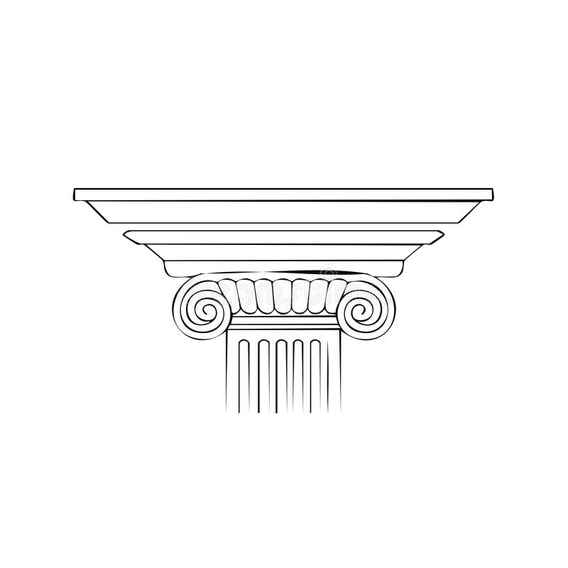 Architectural Ionic Column Capital Linear Drawing Design Element of ...