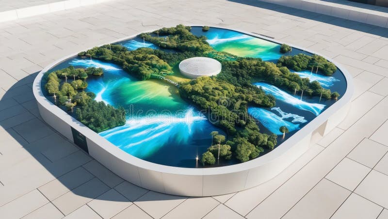 Architectural Island Display with Modern Design Elements Stock ...
