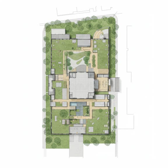 Architectural Layout of a Building Complex, Featuring Rectangular ...