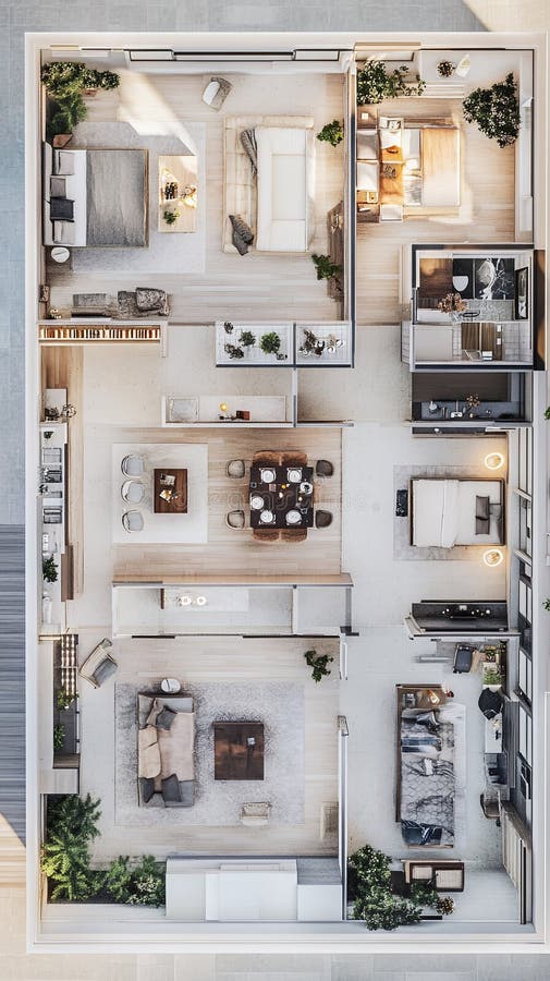 Architectural Layout of a Contemporary Apartment with Shared Common ...