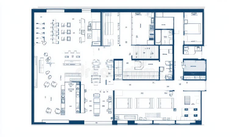 Architectural Layout of a Spacious Modern Office Design Stock ...