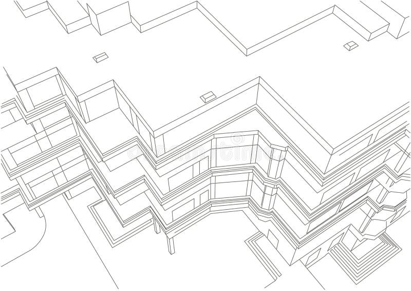 Architectural Linear Sketch of Building Stock Vector - Illustration of ...