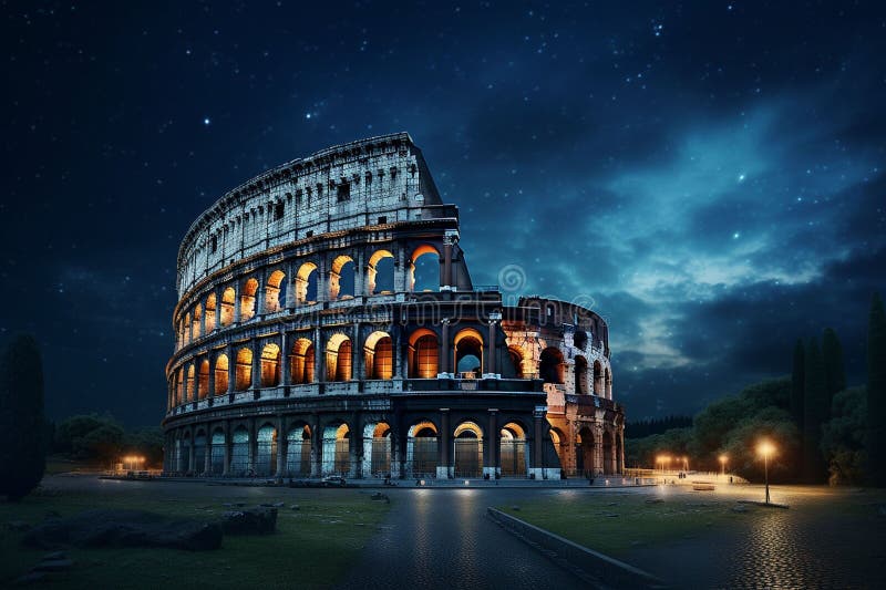 Architectural Marvel of the Ancient City of Rome Stock Illustration ...