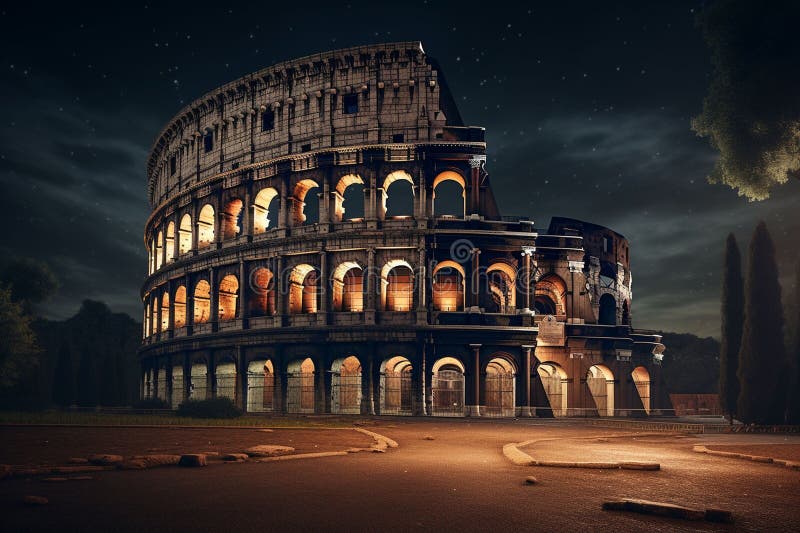 Architectural Marvel of the Ancient City of Rome Stock Illustration ...
