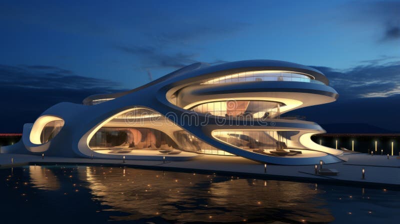 Architectural Marvel in a Futuristic Setting Stock Illustration ...