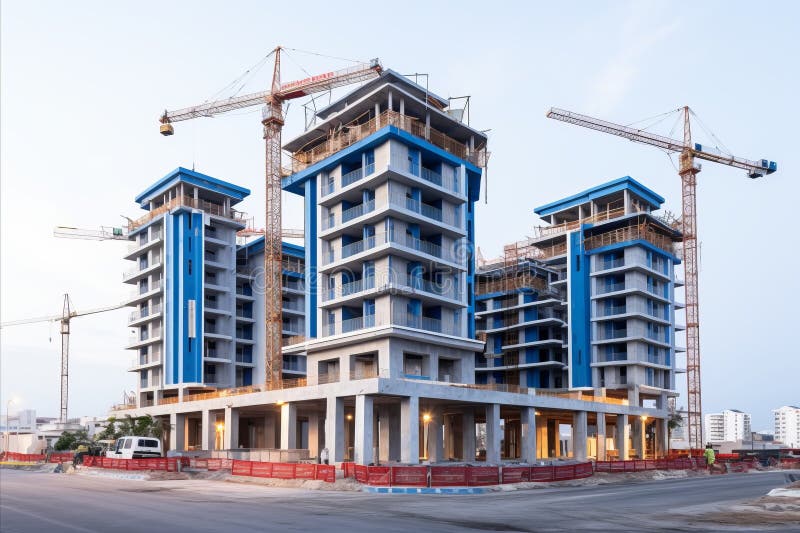 Architectural Marvel. High-rise Building Under Construction with a ...