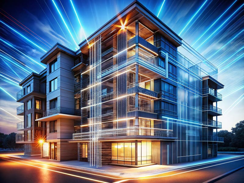 Architectural Marvel Revealed Stunning Long Exposure of a Modern Residential Building Blueprint ...