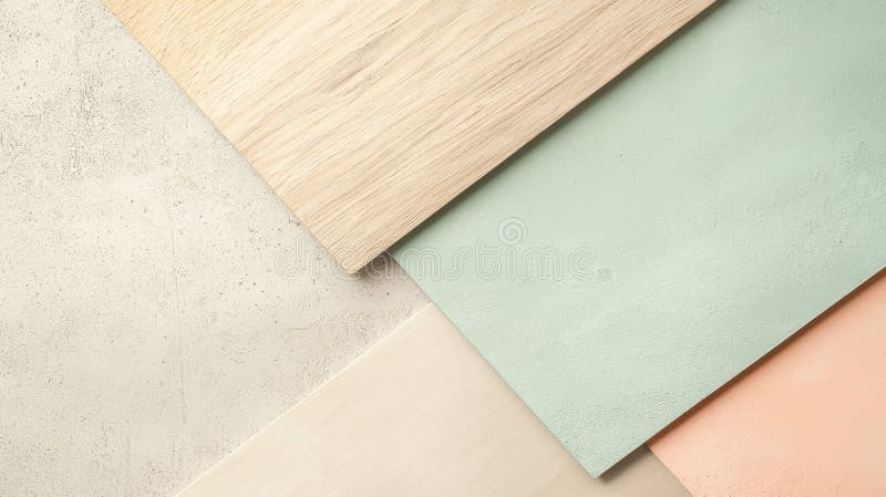 Architectural Material Samples Including Natural Wood, Concrete, and ...