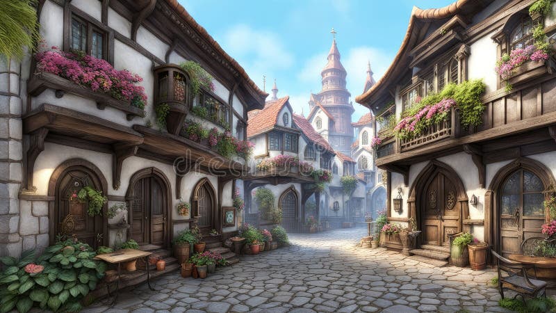Architectural Medieval Fantasy Old Building Environment Stock ...