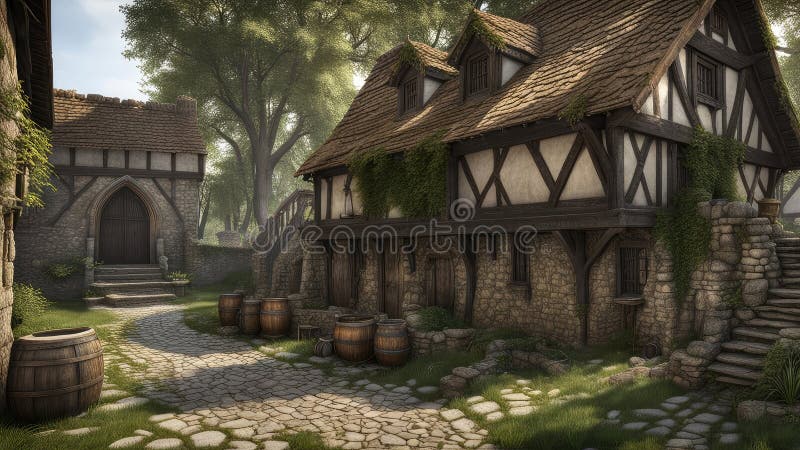 Architectural Medieval Old Building Environment Photorealistic Stock ...